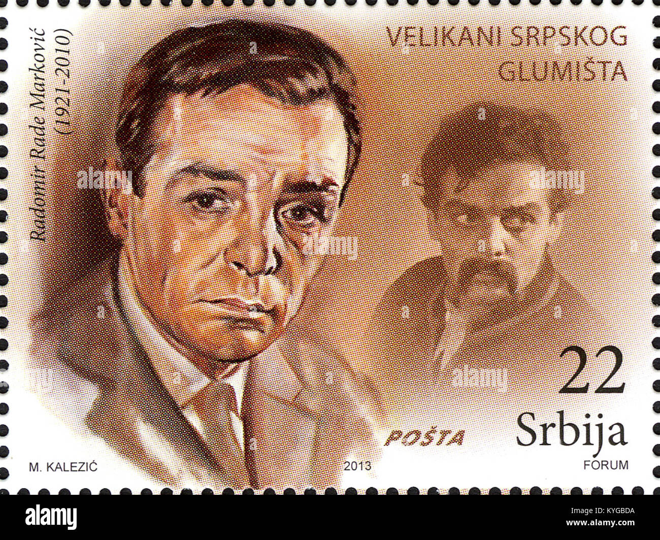 Serbian stamp from 2013 depicting Rade Marković, recognizing his ...