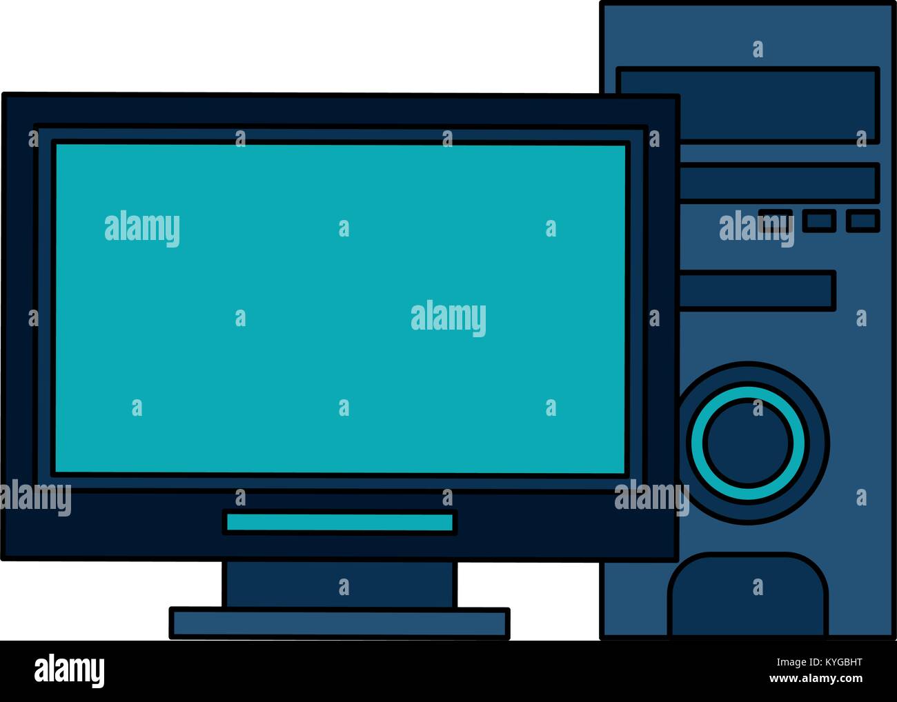 Computer screen and cpu Stock Vector Image & Art - Alamy