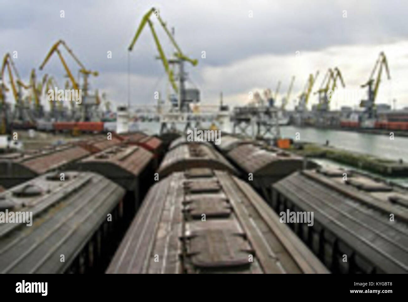 This image shows the rail terminal at Poti, Georgia, a key ...