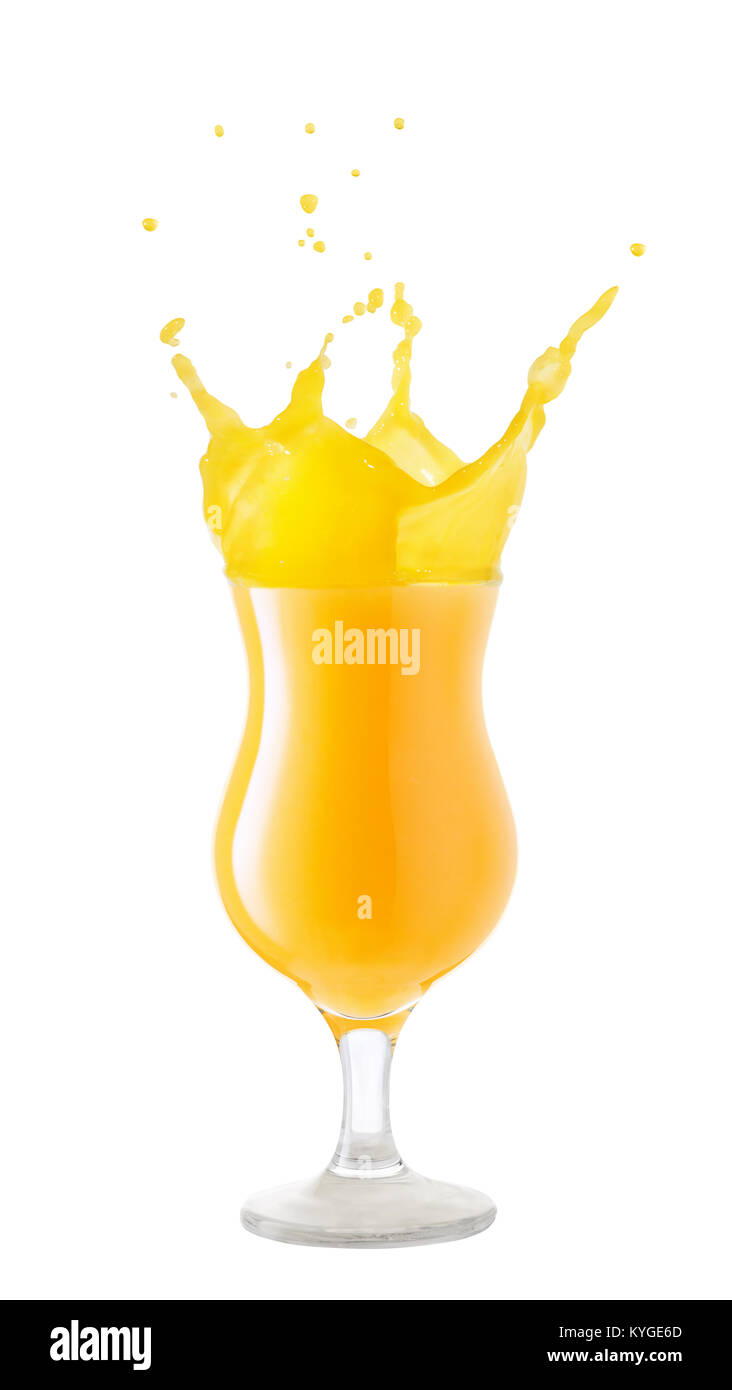 glass of splashing orange juice Stock Photo - Alamy