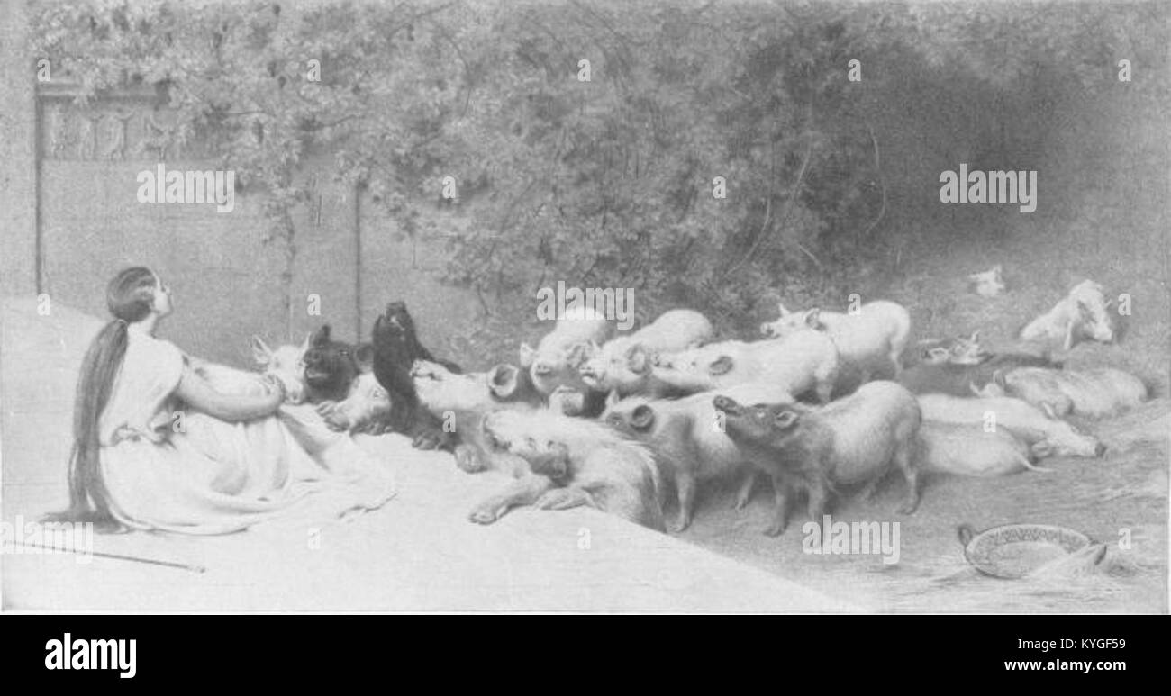 Circe and her swine, painted by Riviére in 1896, depicts the ...