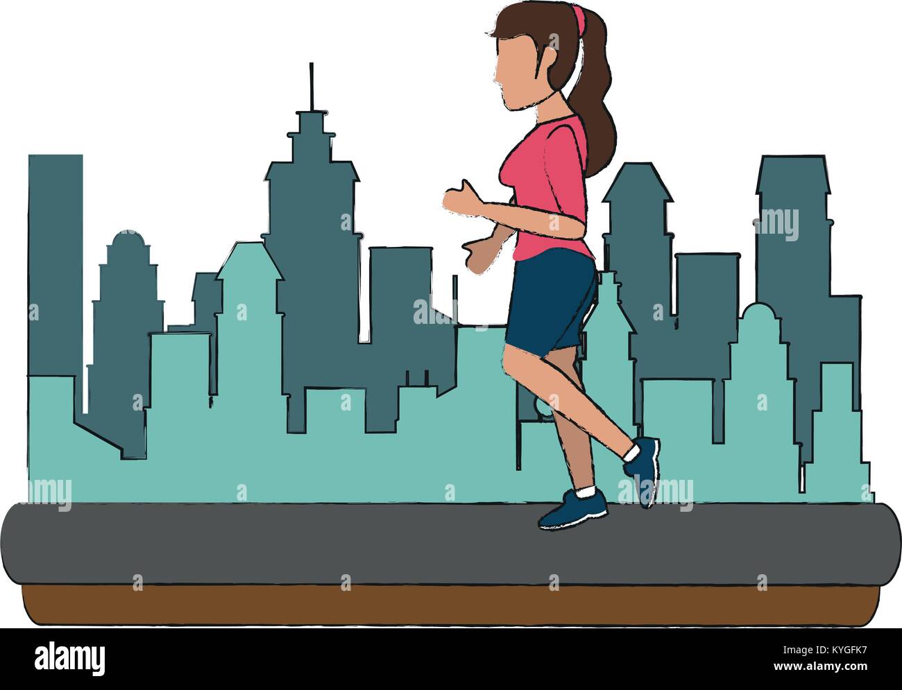 Woman running cartoon in the city Stock Vector Image & Art - Alamy