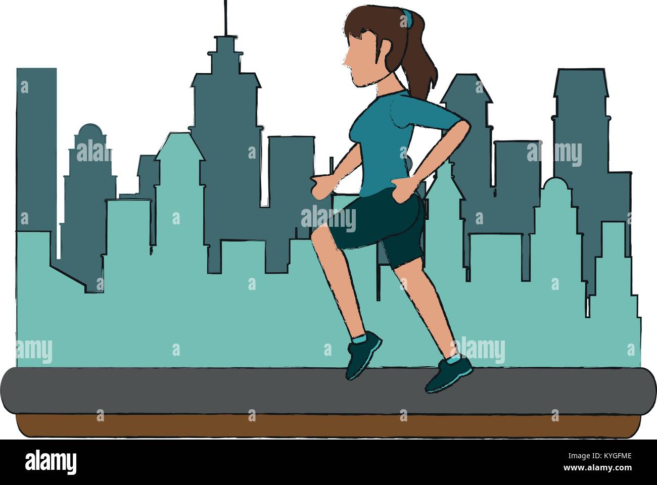 Woman running cartoon in the city Stock Vector Image & Art - Alamy