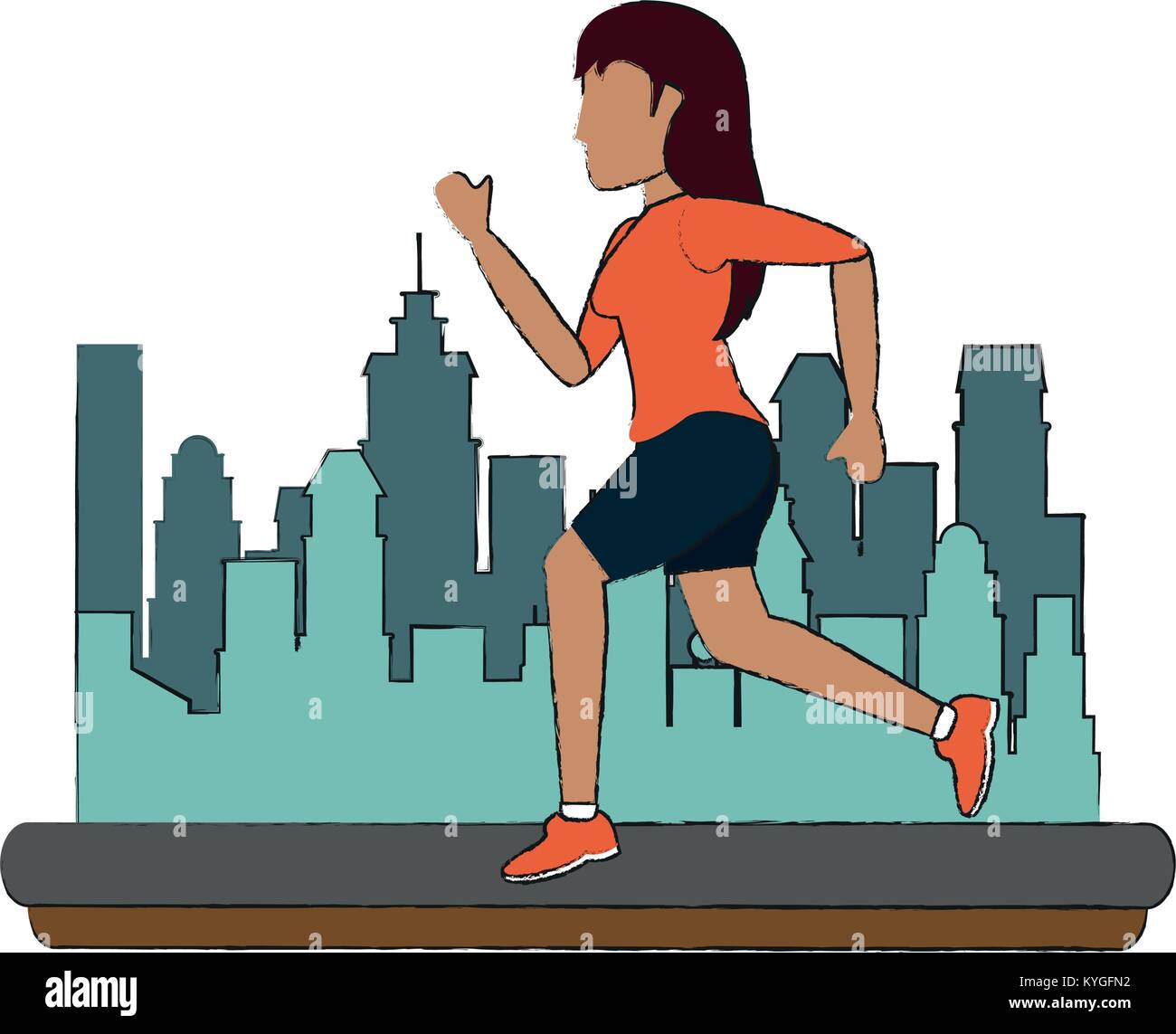 Woman running cartoon in the city Stock Vector Image & Art - Alamy