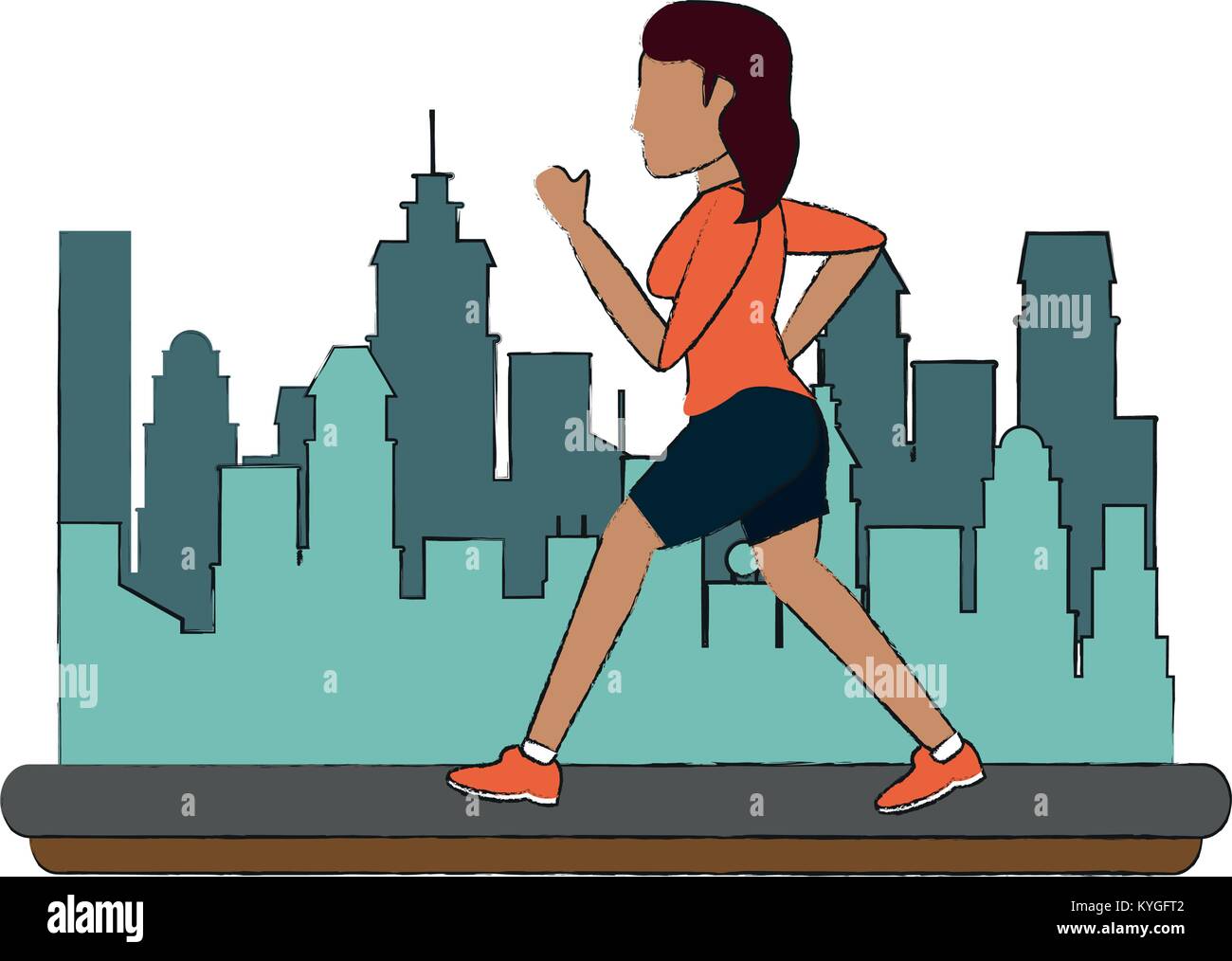 Woman running cartoon in the city Stock Vector Image & Art - Alamy