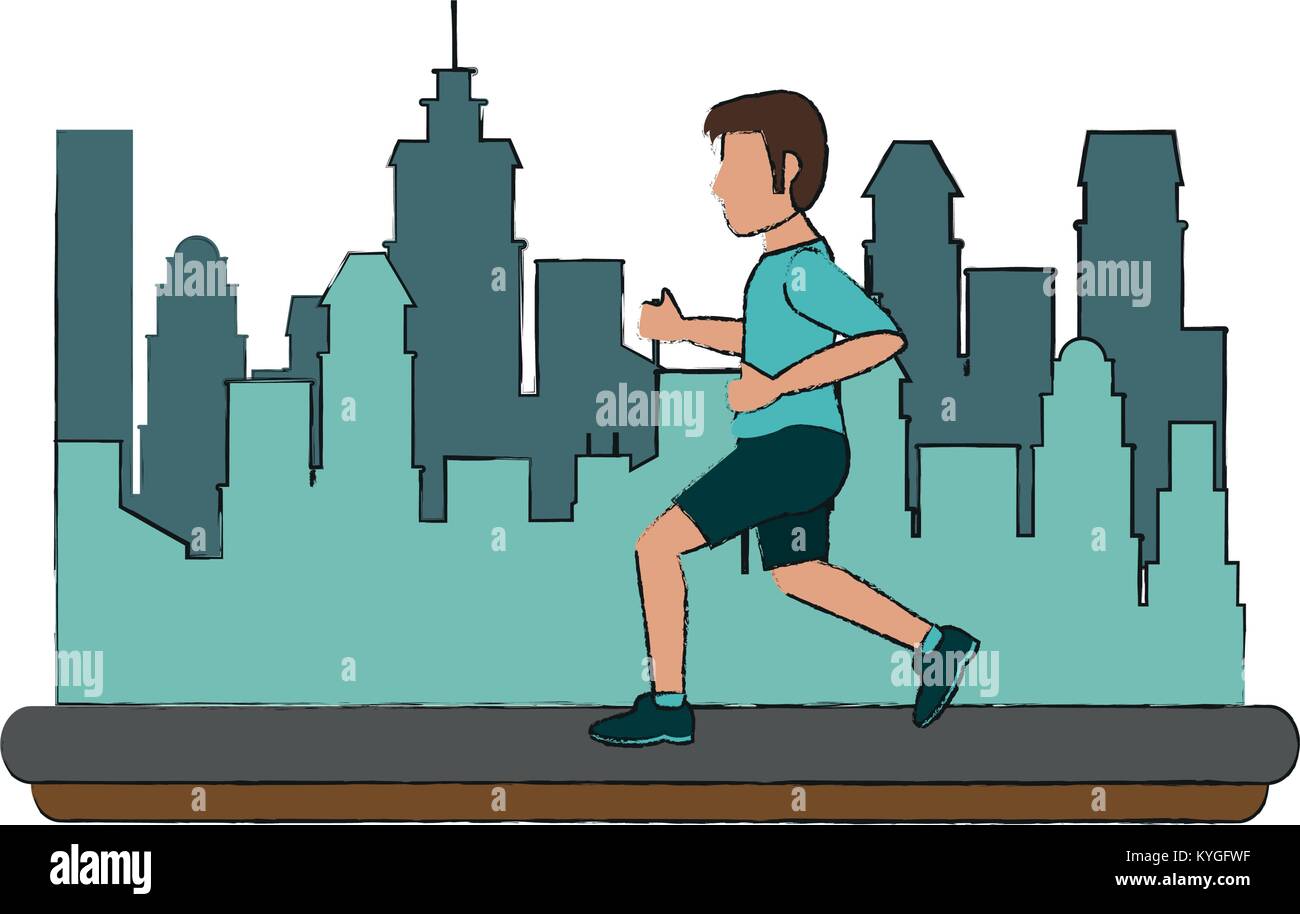 Man running cartoon in the city Stock Vector Image & Art - Alamy