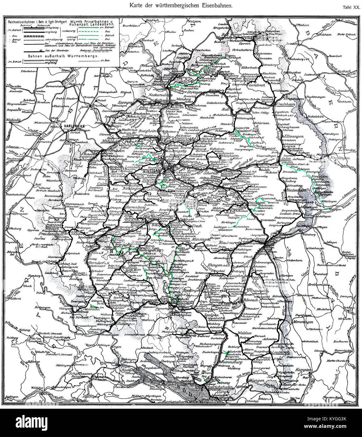This 1912 map of W rttemberg's railways provides a detailed layout of the train network in the ...