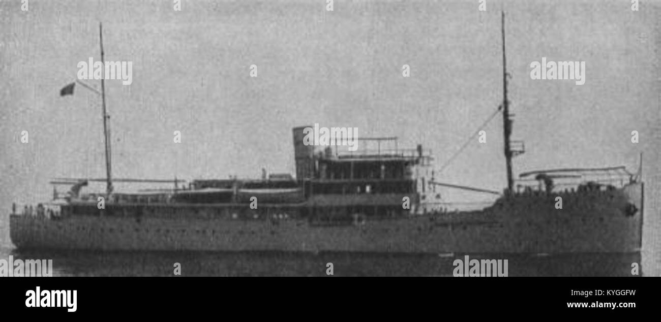 The Romanian submarine tender Constanța, a naval support vessel ...