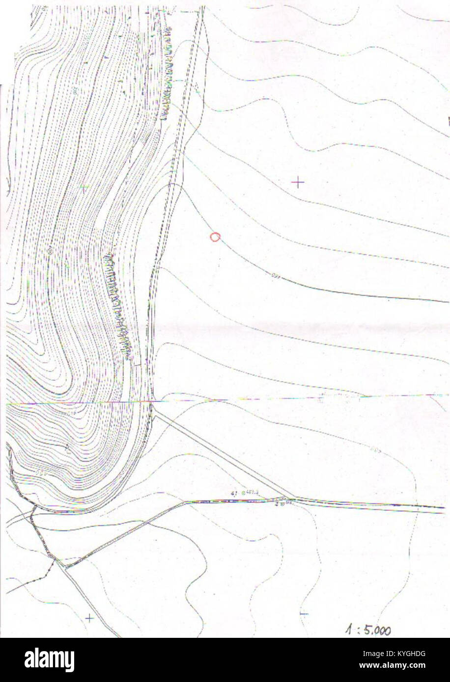 A map of the town of Louny, Czech Republic, showing detailed land ...