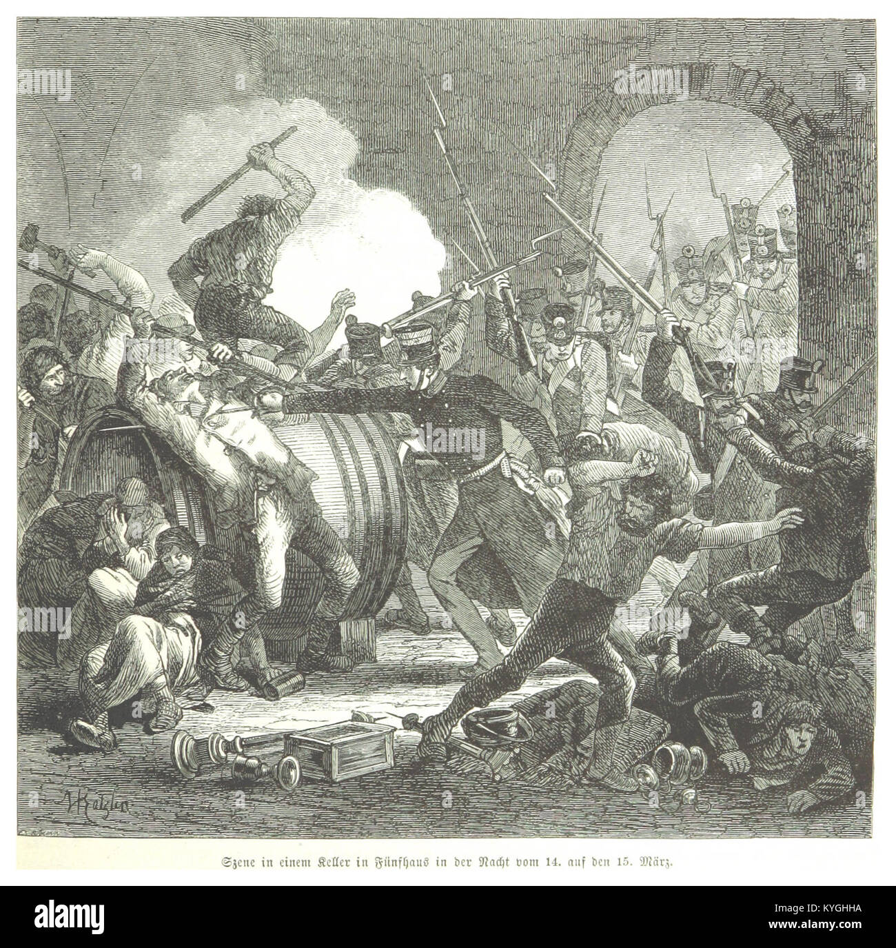 The 1872 image depicts a house-to-house battle during the 1848 Paris ...