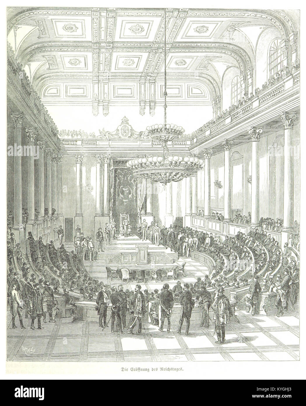 This historical image documents the opening of the Reichstag in 1872 ...