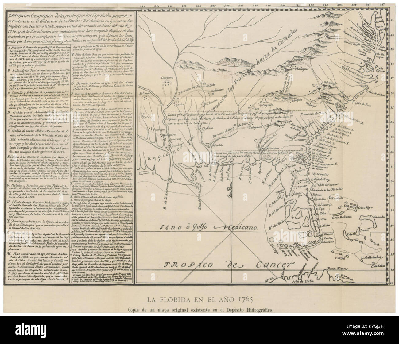 A historical document from 1893 detailing La Florida in 1765 ...