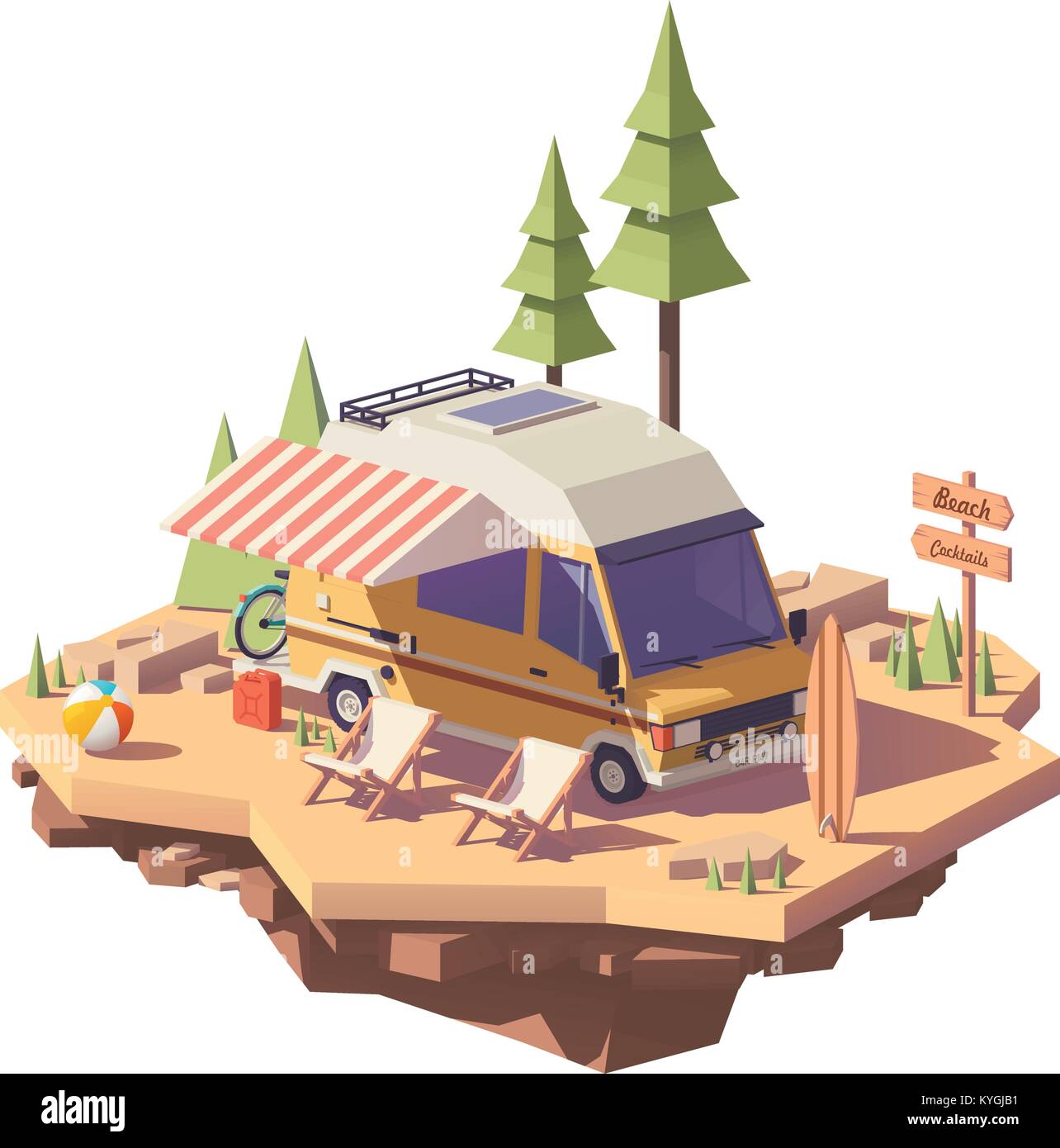 Vector low poly RV camper van Stock Vector Image & Art - Alamy