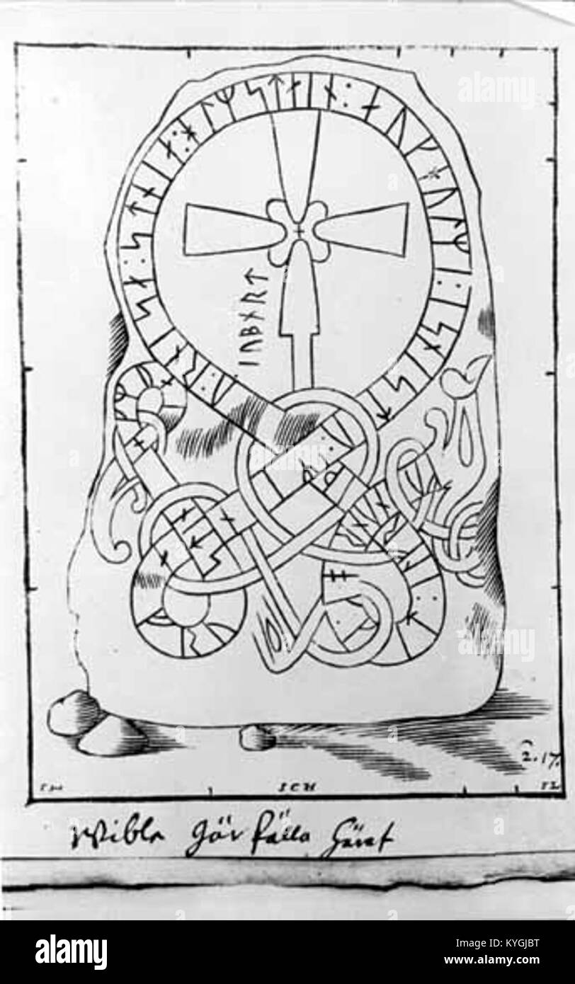 Runinskrift U91 is a rune inscription, documented by Johan Hadorph and ...