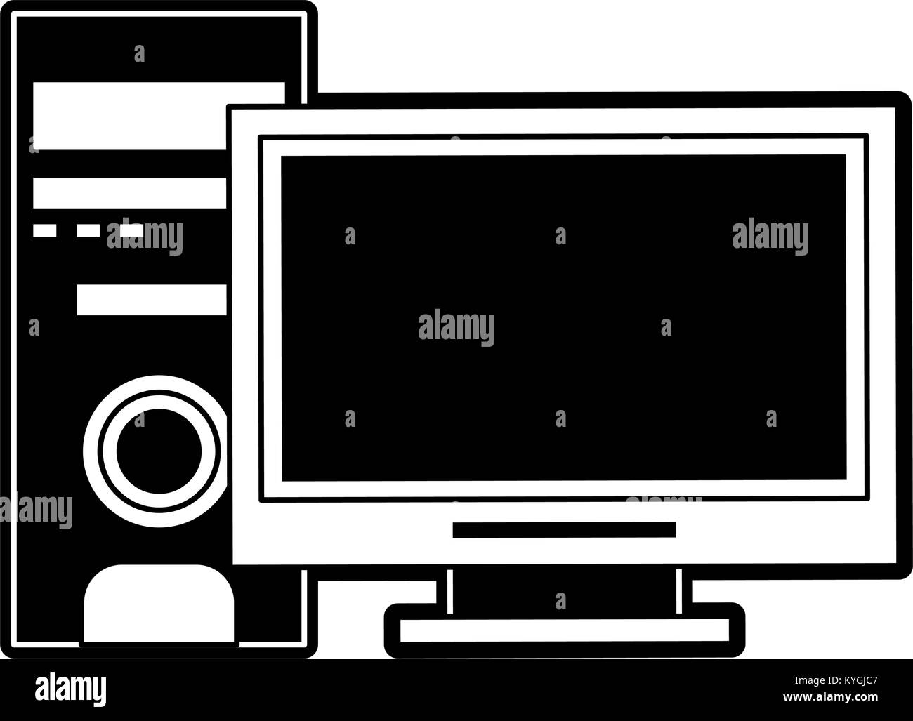 Computer screen and cpu Stock Vector Image & Art - Alamy