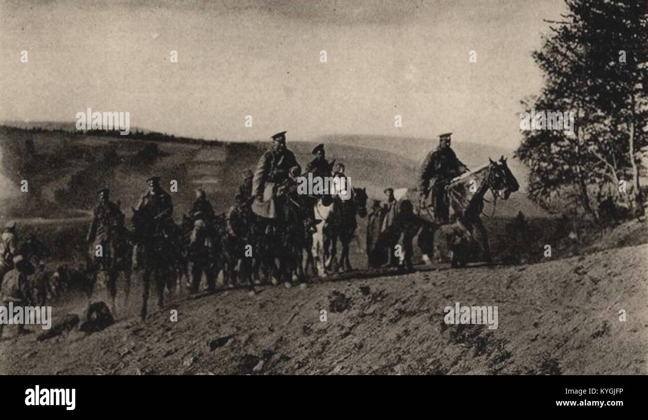 A World War I photograph showing a Russian division traversing a ...