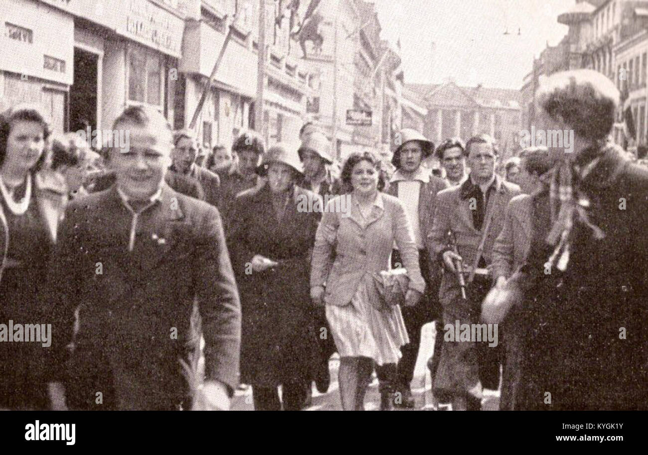A May 1945 photograph from Ryesgade, Aarhus, Denmark, showing the ...