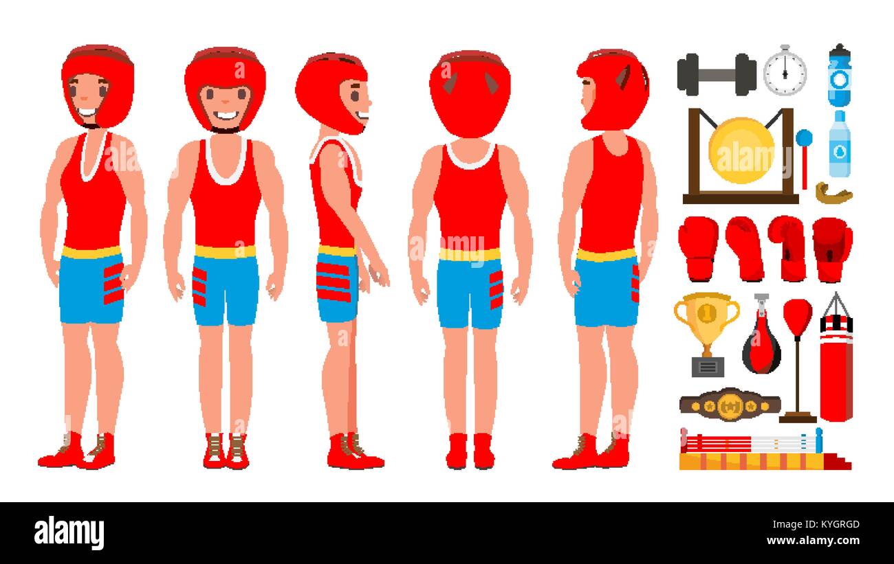 Professional Boxer Boxing Vector. Boxer Champion On Arena. Different ...