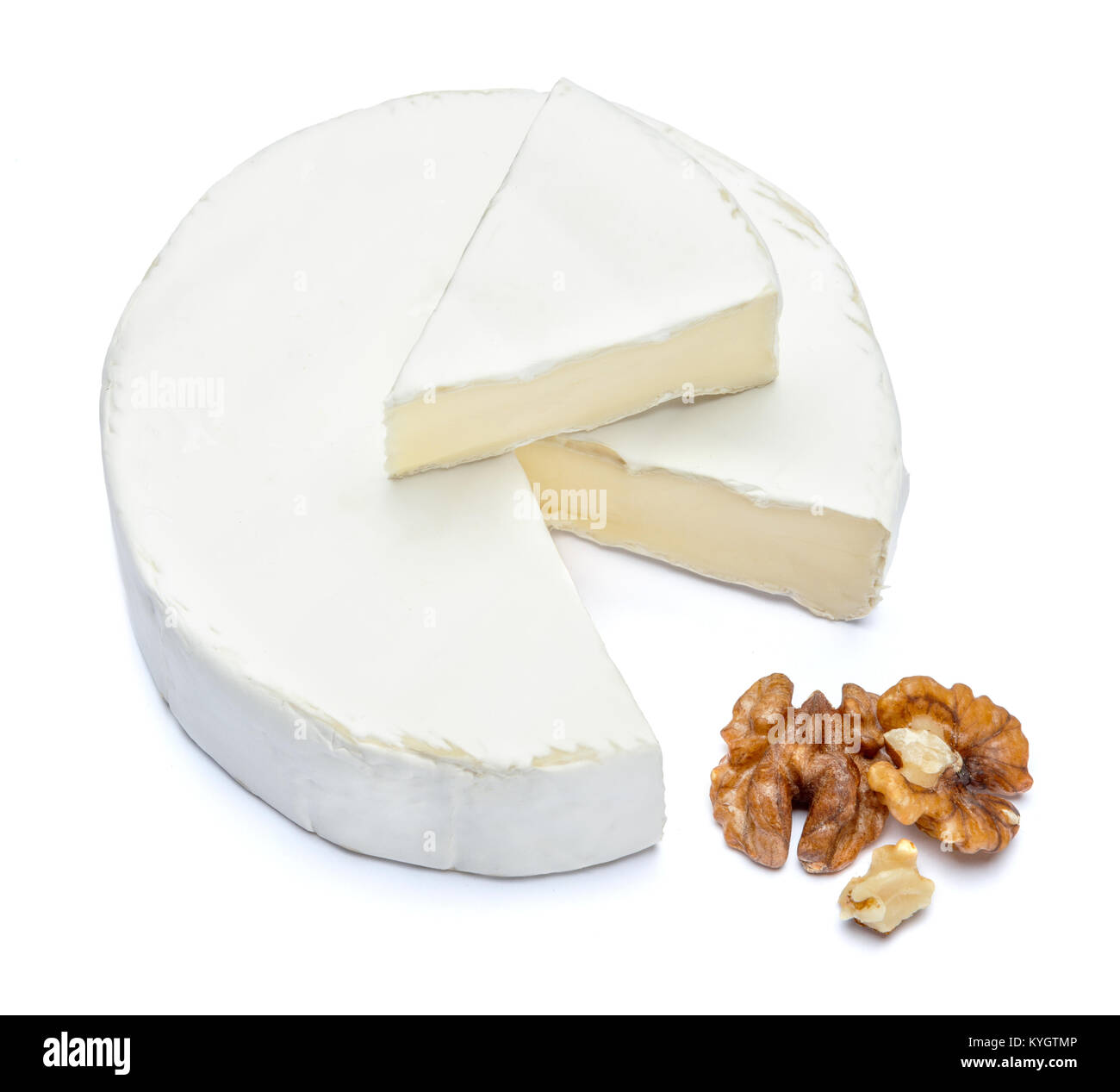 Round brie or camambert cheese on a white background Stock Photo - Alamy