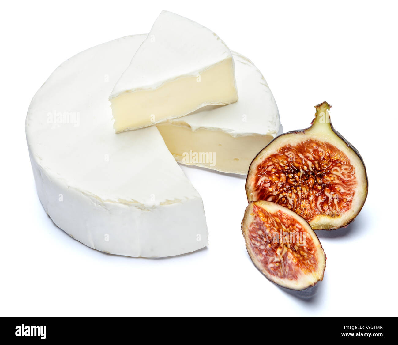 Round brie or camambert cheese on a white background Stock Photo - Alamy