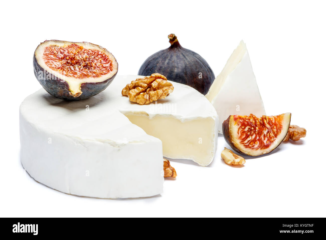 Round brie or camambert cheese on a white background Stock Photo - Alamy