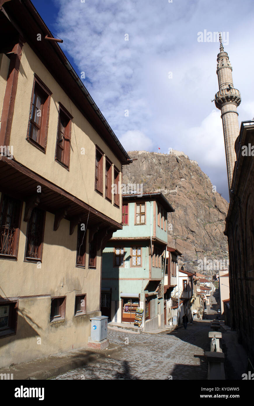 Mosque and street in Afyon in Turkey Stock Photo - Alamy