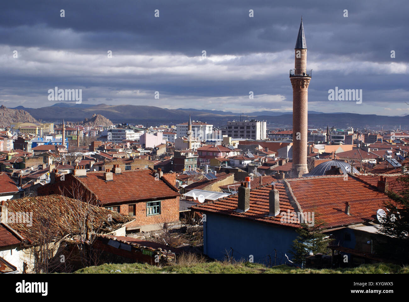 Houses and mosque in Afyon, Turkey Stock Photo - Alamy