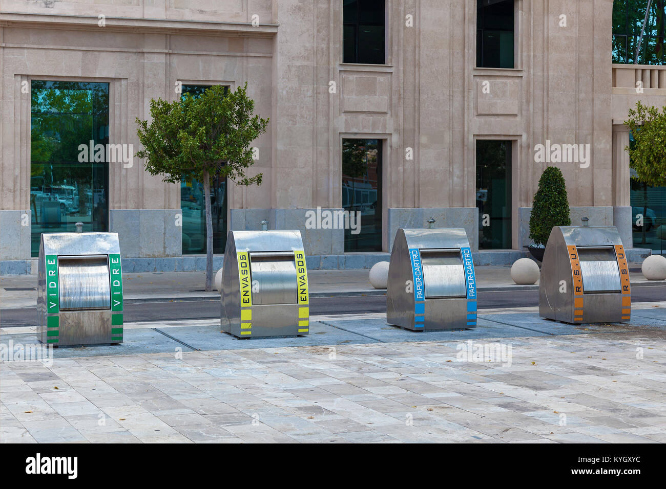 Trash bins in Spain Stock Photo - Alamy