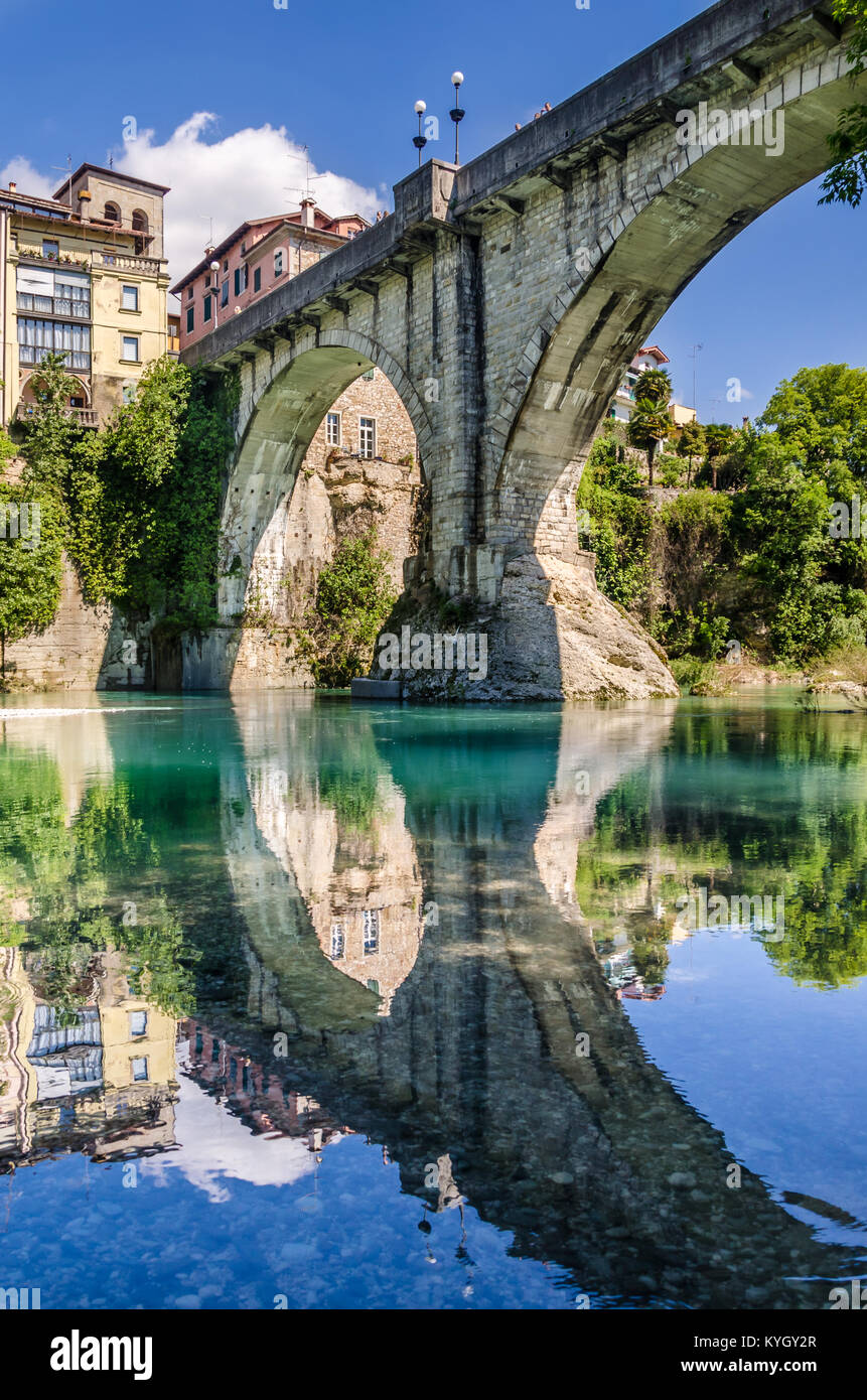 view of Cividale del Friuli from the devil's bridge. italy Stock Photo ...