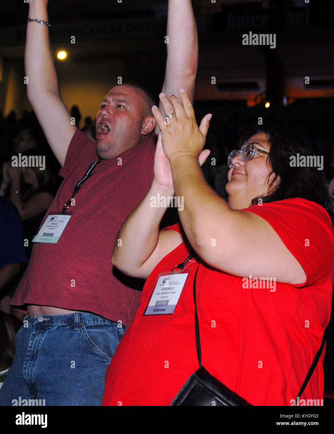 Brian and Vicky Haigh cheer and join in the merrymaking during the USO ...
