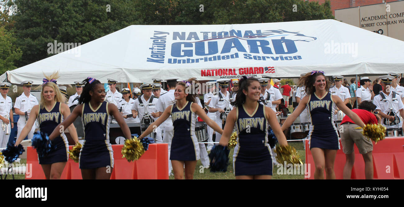Navy Academy Cheerleaders performs before the WKU versus Navy military ...