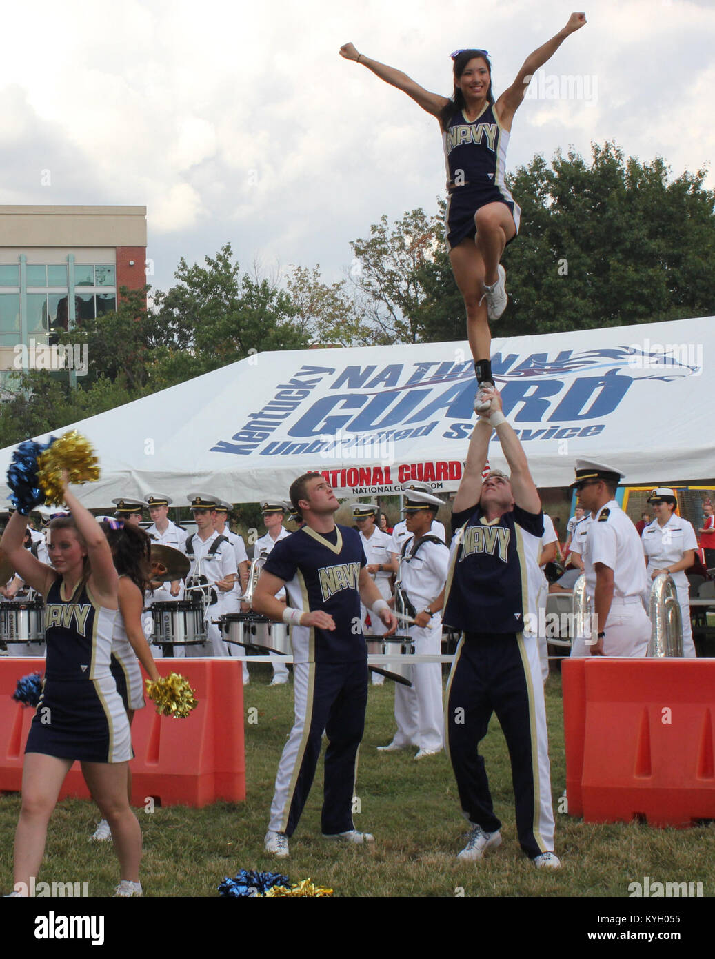 Navy Academy Cheerleaders performs before the WKU versus Navy military ...