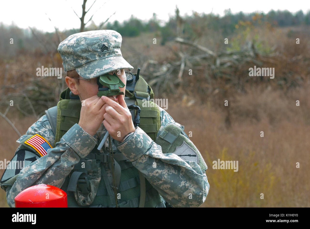 Sgt. Rebecca Schneider, HHD, 103rd Chemical Bn., establishes an azimuth ...