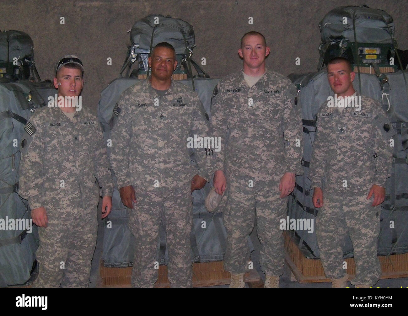 Left to right: Spc. Kyle Barnes, Staff Sgt. David Davis, Spc. Dillon ...