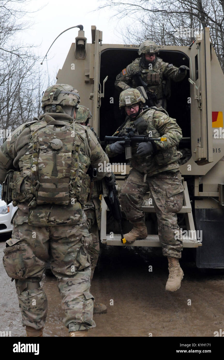 US military army National Guard training with armored vehicle Stock ...