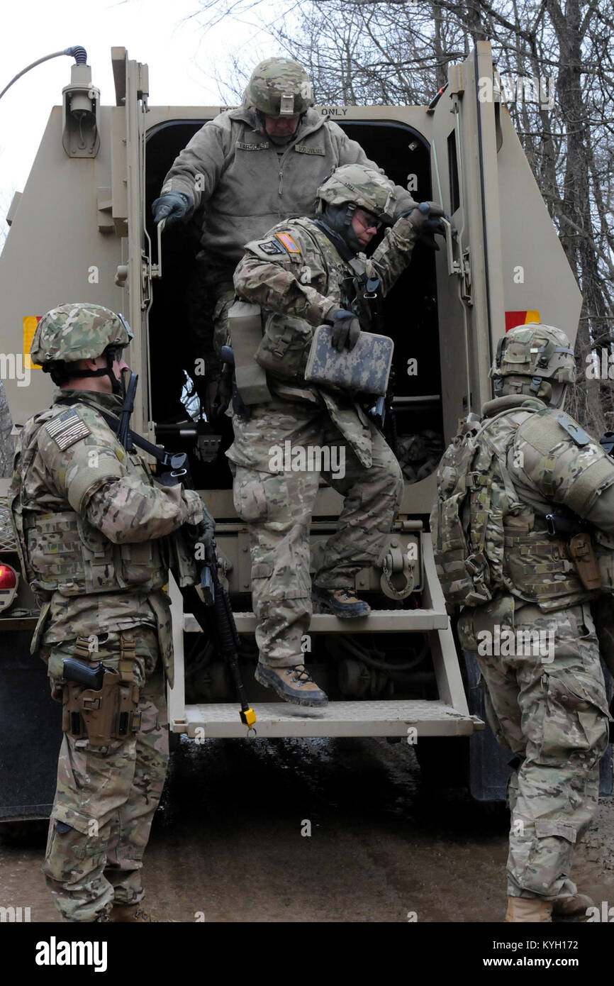US military army National Guard training with armored vehicle Stock ...