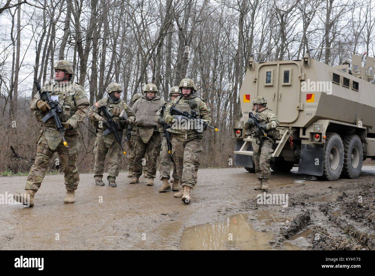 US military army National Guard training with armored vehicle Stock ...