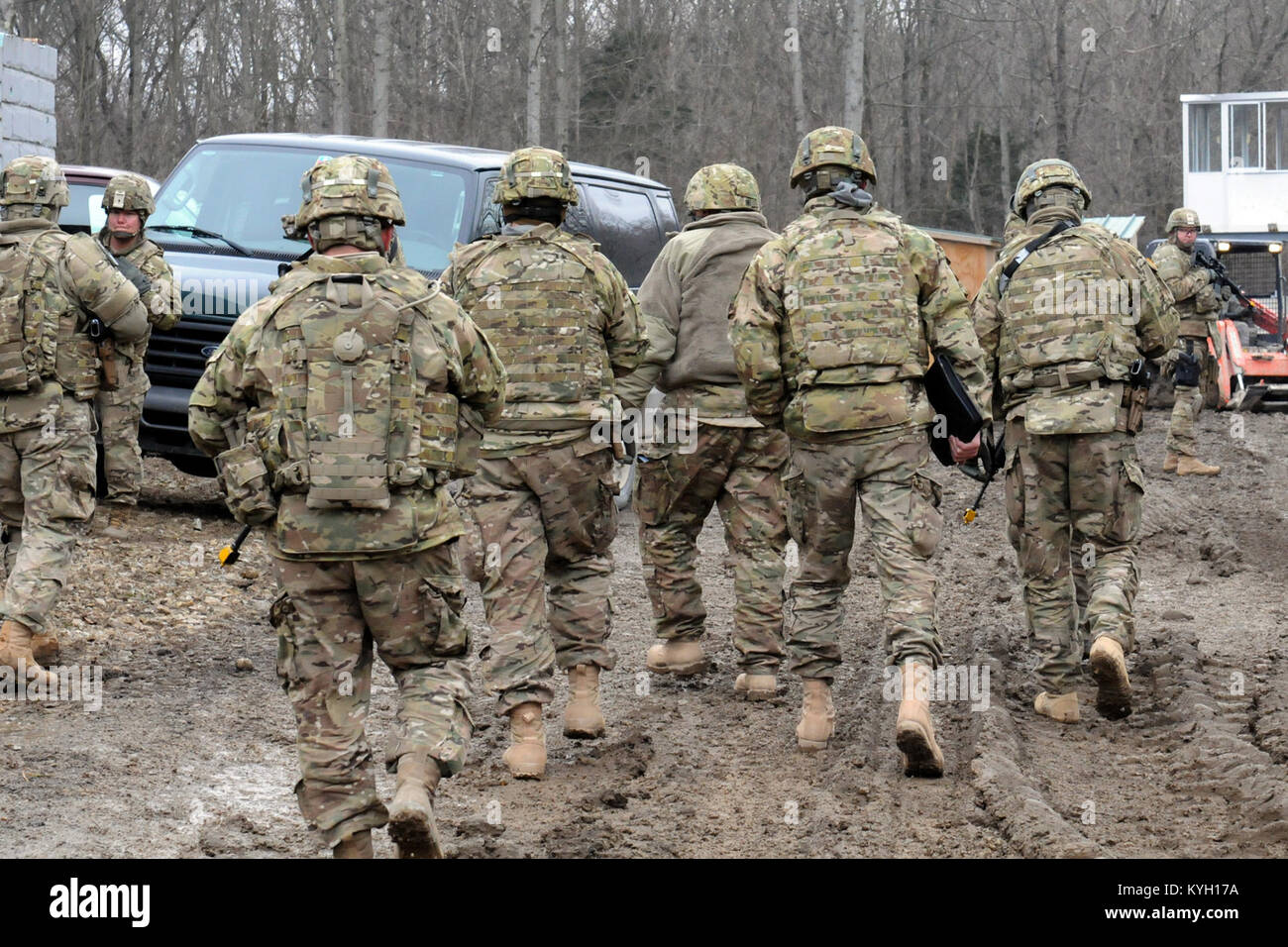 US military army National Guard training with armored vehicle Stock ...