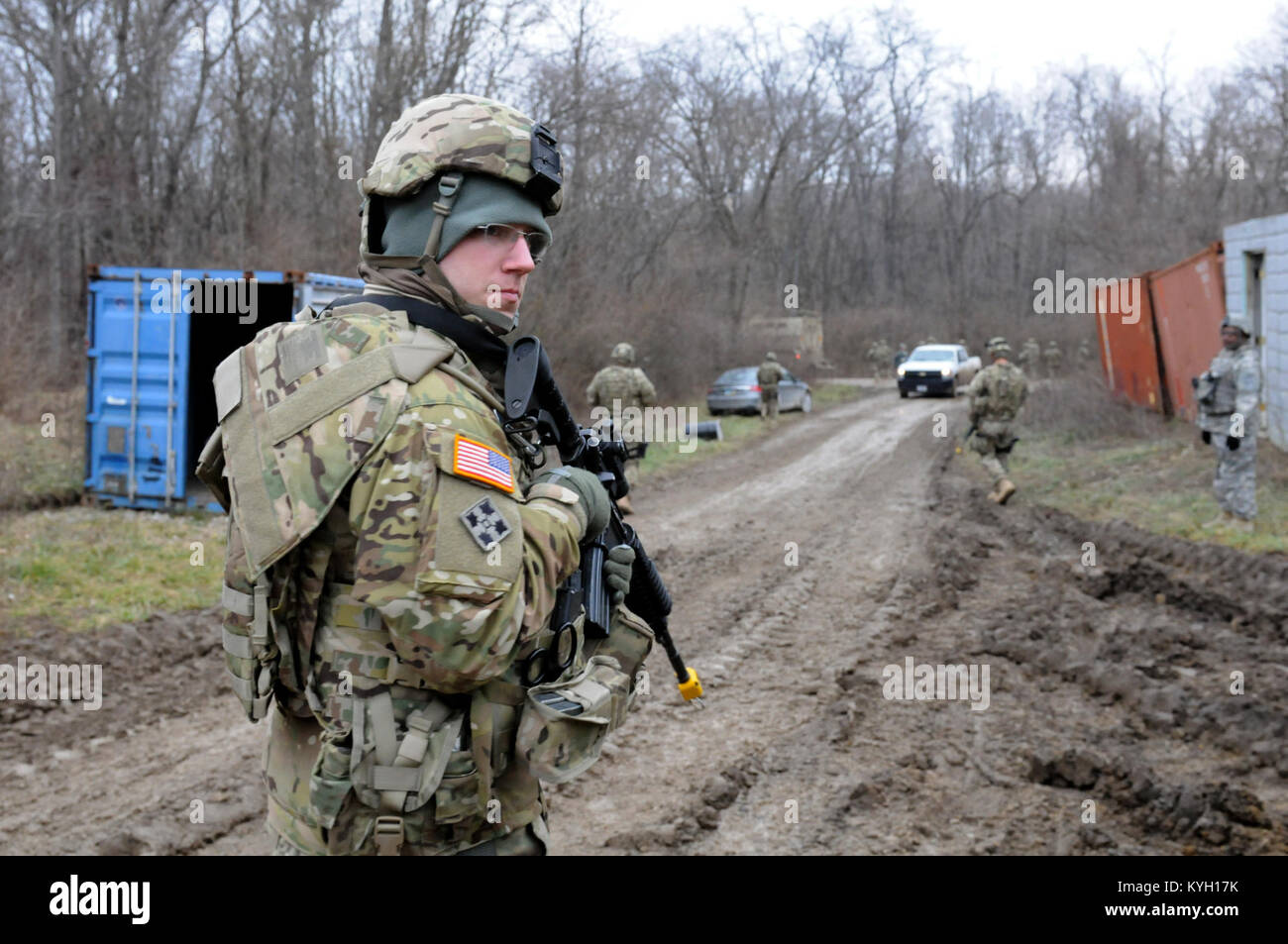 US military army National Guard training with armored vehicle Stock ...