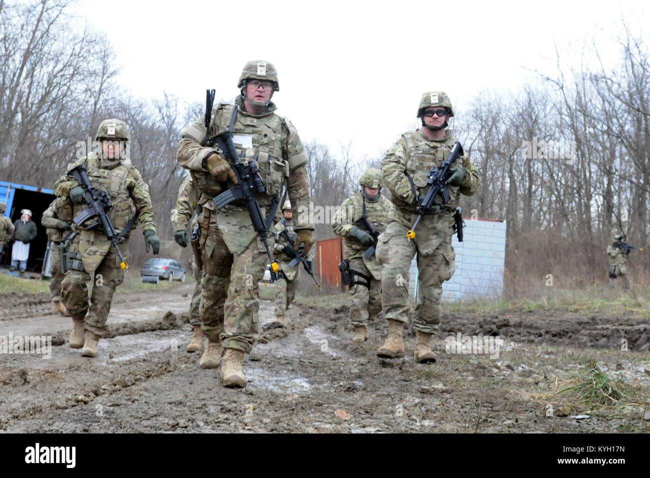 US military army National Guard training with armored vehicle Stock ...