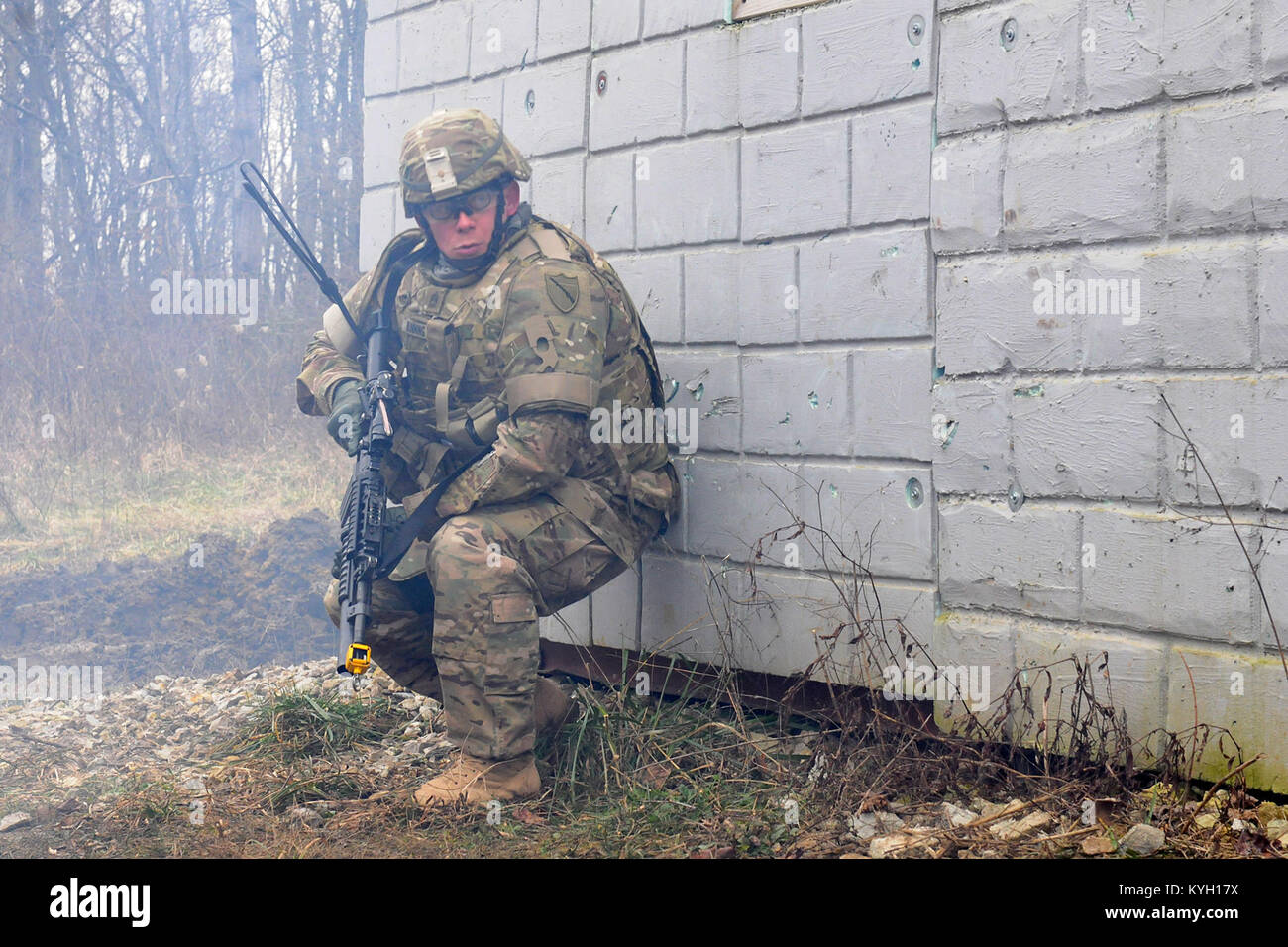 US military army National Guard training with armored vehicle Stock ...