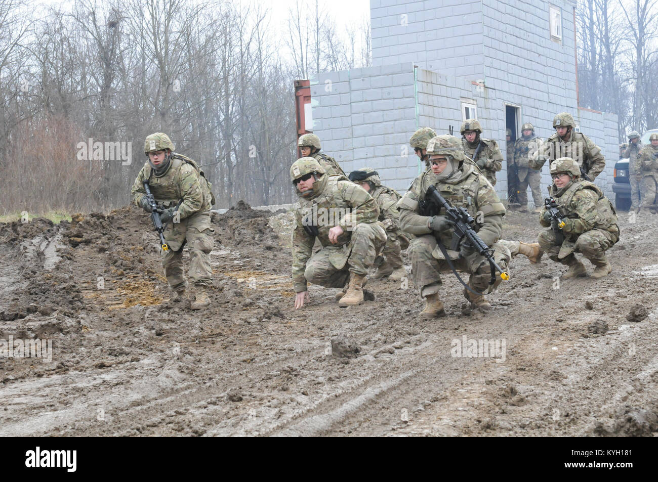 US military army National Guard training with armored vehicle Stock ...