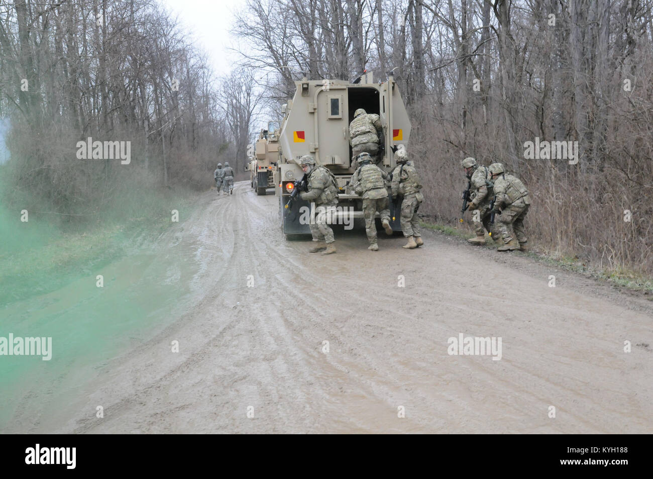 US military army National Guard training with armored vehicle Stock ...