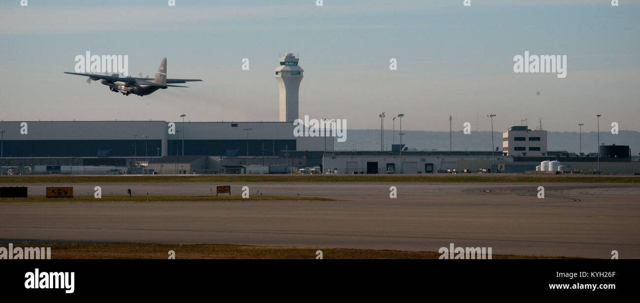 A Kentucky Air National Guard C-130 leaves Standiford Field in ...
