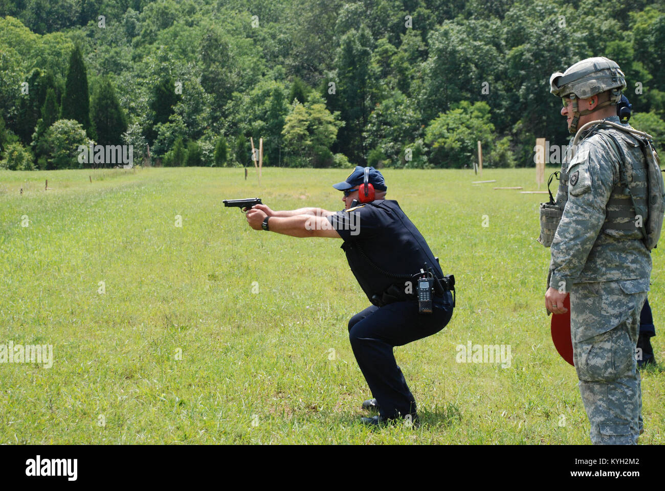 US military army National Guard small arms pistol training Stock Photo ...