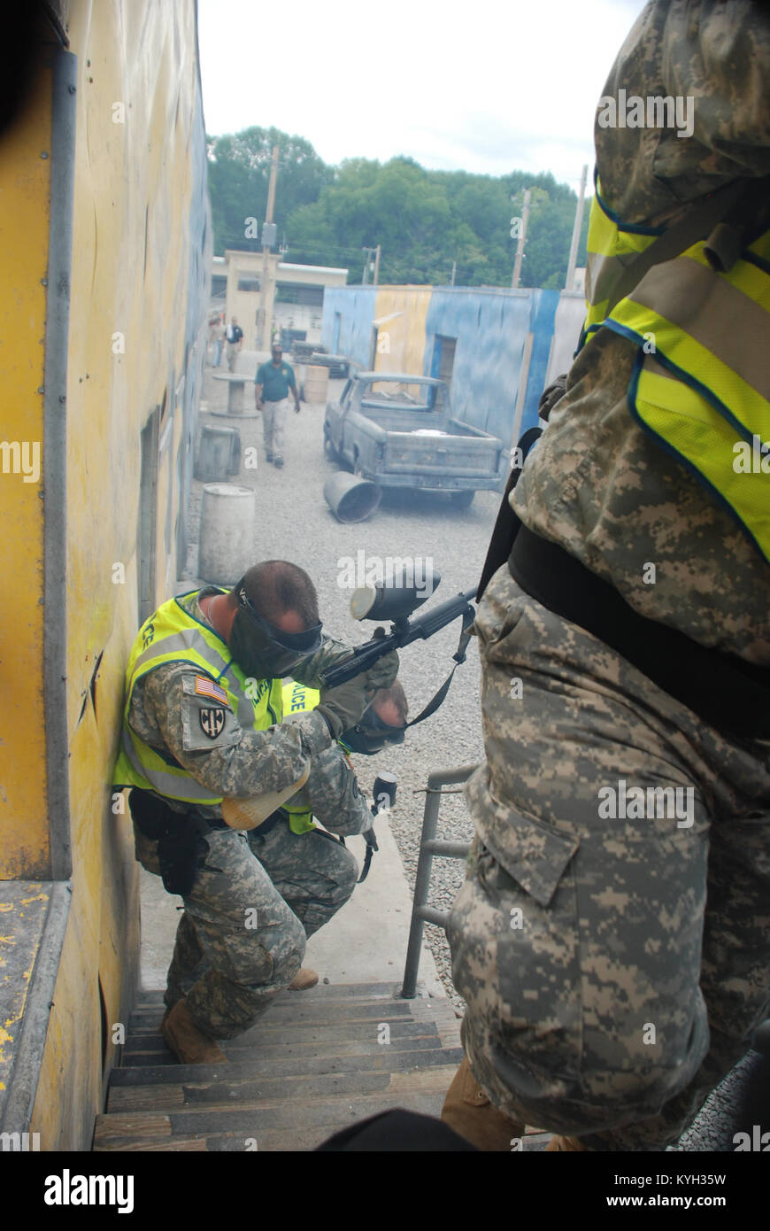 US military army National Guard training and assisting Stock Photo - Alamy
