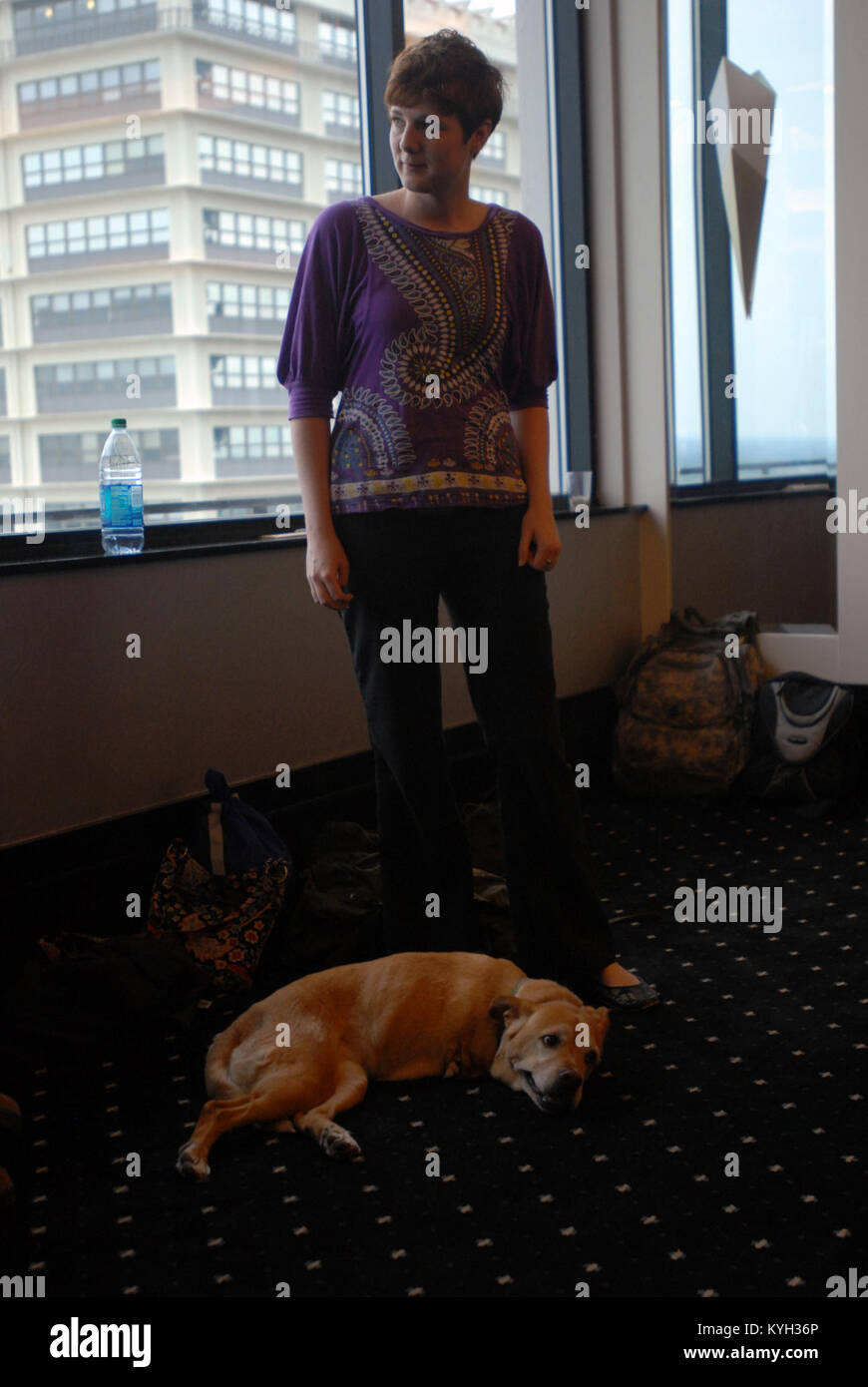 Faith the dog, an eight year old chow-lab mix, makes a cameo appearance ...