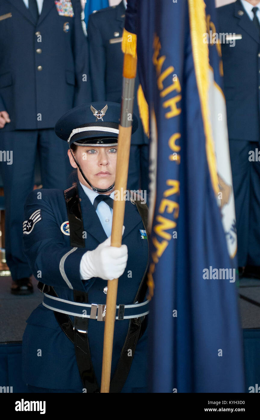 Staff Sgt. Windy Wagner of the 123rd Airlift Wing Honor Guard displays ...
