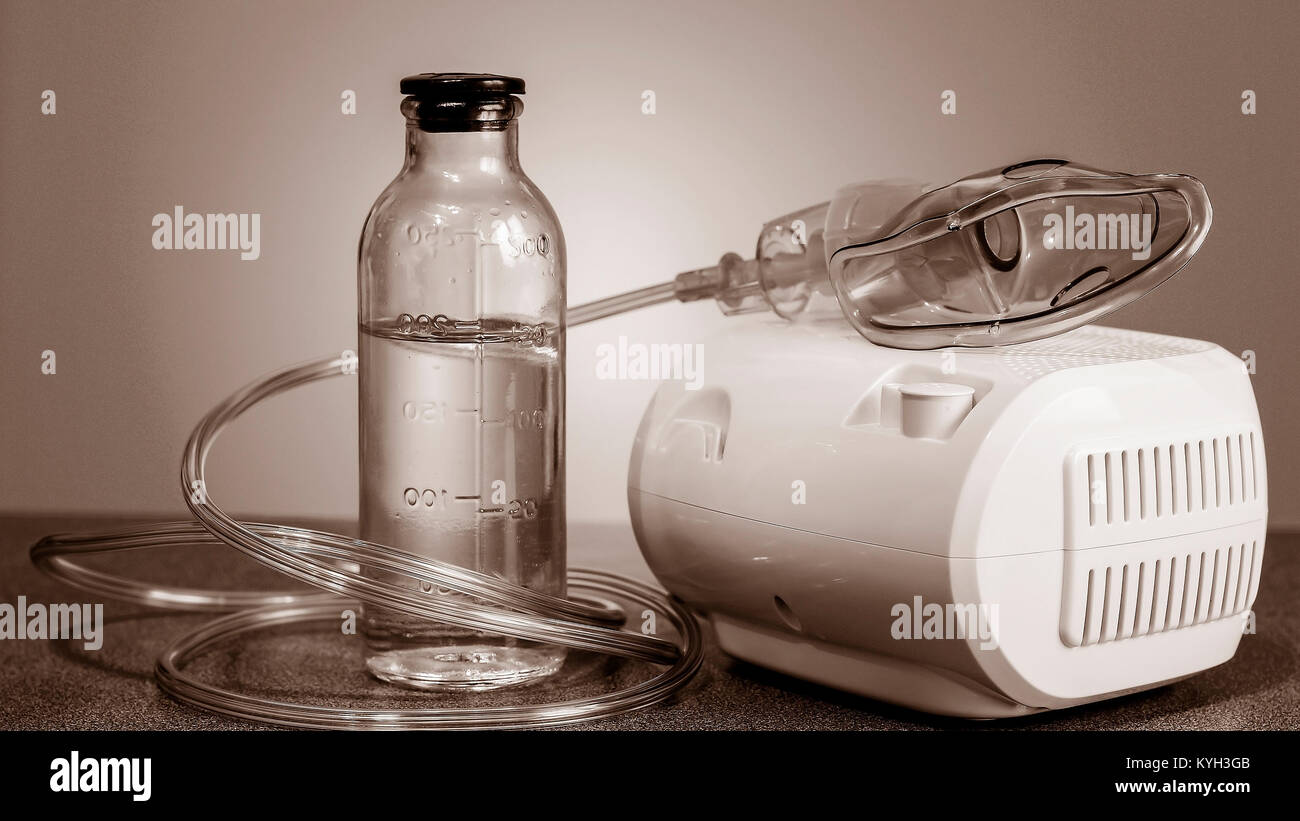 Medical nebulizer for the treatment of bronchitis. Camera agains Stock ...