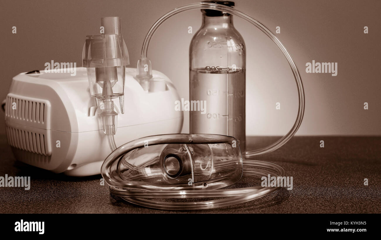 Medical nebulizer for the treatment of bronchitis. Camera agains Stock ...